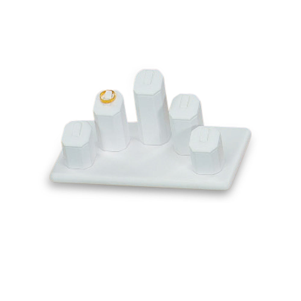 White Leatherette 5 Ring Tower Display – Novel Box